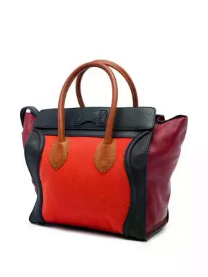 Celine Mini Multicolor Canvas And Leather Luggage Tote Bag - Red