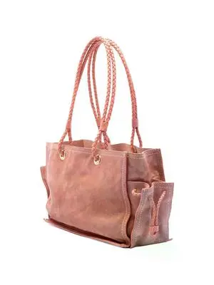 Loewe Suede Crown Logo Shopper Tote Bag