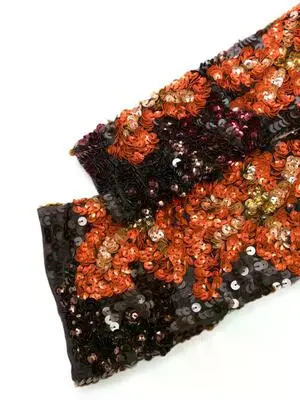 P.a.r.o.s.h Sequin Embellished Floral Pattern Gloves - Brown