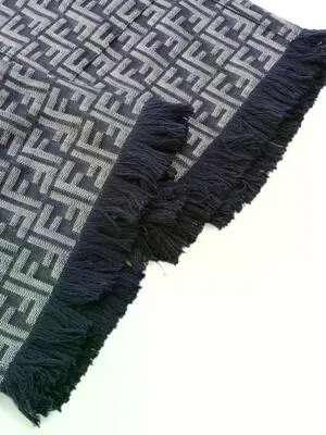 Fendi Zucca Monogram Denim Shorts With Fringe