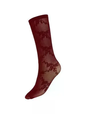 Wolford Floral Lace Socks - Red