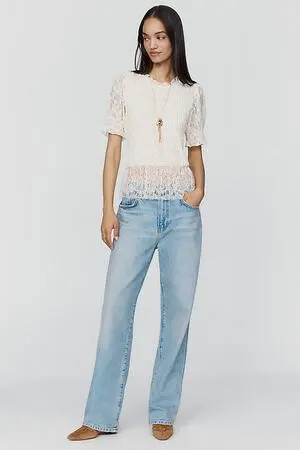 Anthropologie Lace Peplum Top - Egret