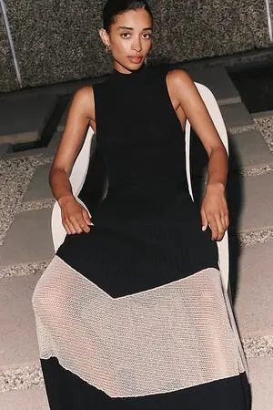Anthropologie Sheer Panel Midi Dress