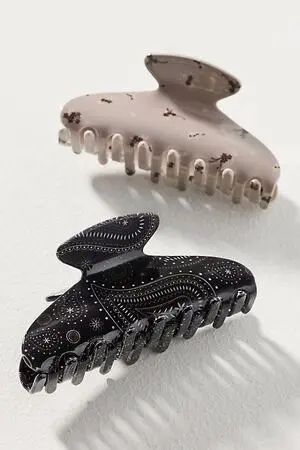 Anthropologie Bandana Prt Hair Claw Clips, Set Of 2 - Neutral