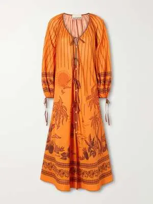 ALEMAIS Boathouse Printed Cotton-voile Midi Dress - Orange