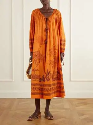 ALEMAIS Boathouse Printed Cotton-voile Midi Dress