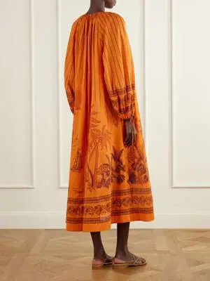 ALEMAIS Boathouse Printed Cotton-voile Midi Dress
