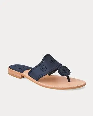 Lilly Pulitzer® Jack Rogers Jacks Leather Flat Sandal Navy