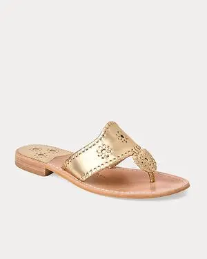 Lilly Pulitzer® Jack Rogers Jacks Leather Flat Sandal - Platinum