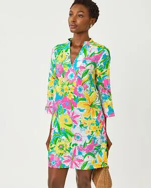 Lilly Pulitzer® Linen Tunic Dress With Bell Sleeves And Pockets - Multicolor