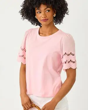 Lilly Pulitzer® Sebene Eyelet Knit Top Pink Muse