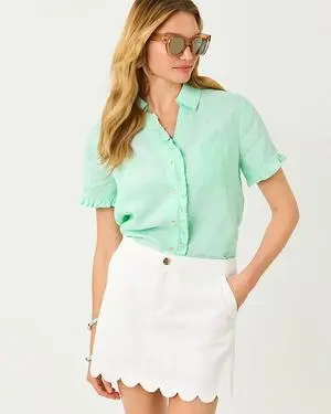 Lilly Pulitzer® Carden Ruffle Top Mint