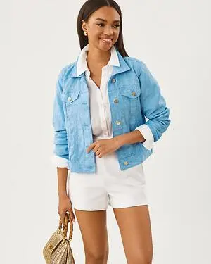 Lilly Pulitzer® Seaspray Linen Jacket - Blue/white