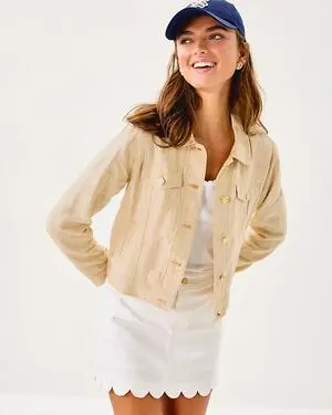 Lilly Pulitzer® Seaspray Linen Jacket - Tan/white
