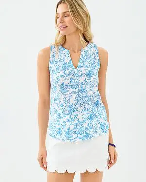 Lilly Pulitzer® Sleeveless V-neck Top - White