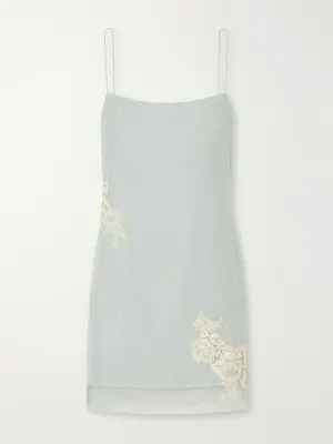 SIR. Noria Lace-trimmed Silk Crepe De Chine Mini Dress - Blue