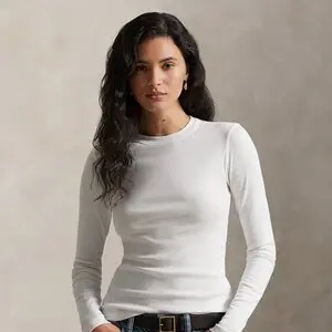 Ralph Lauren Slim Fit Stretch Cotton Long-sleeve Tee - White
