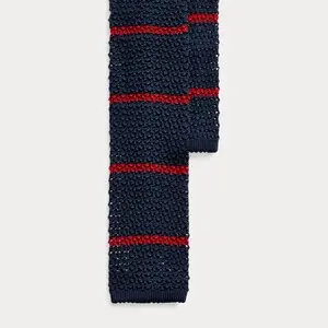 Ralph Lauren Striped Knit Silk Tie - Navy/red