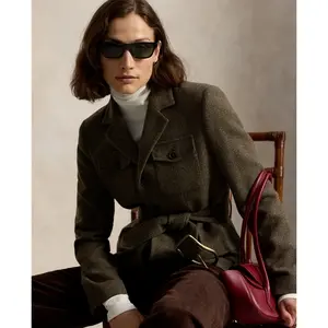 Ralph Lauren Belted Herringbone Utility Jacket - Loden Herringbone