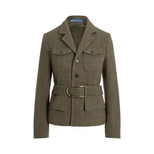 Ralph Lauren Belted Herringbone Utility Jacket - Loden Herringbone
