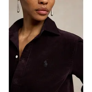 Ralph Lauren Classic Fit Cotton Corduroy Shirt With Embroidered Pony - Midnight Merlot