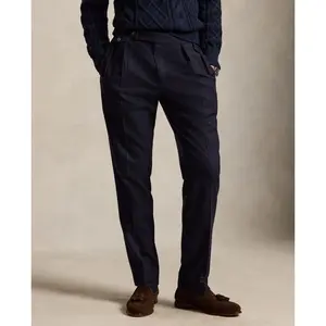 Ralph Lauren Wool Flannel Pleated Trousers - Navy