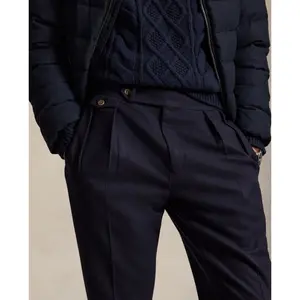 Ralph Lauren Wool Flannel Pleated Trousers - Navy