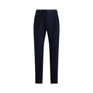 Ralph Lauren Wool Flannel Pleated Trousers - Navy