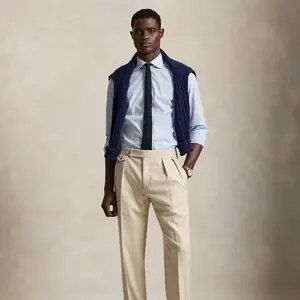 Ralph Lauren Wool Flannel Pleated Trousers - Sand