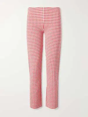 Posse Micah Checked Jersey Straight-leg Capri Pants - Red