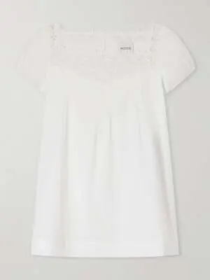 Posse Veda Broderie Anglaise-trimmed Organic Cotton-poplin Top - White