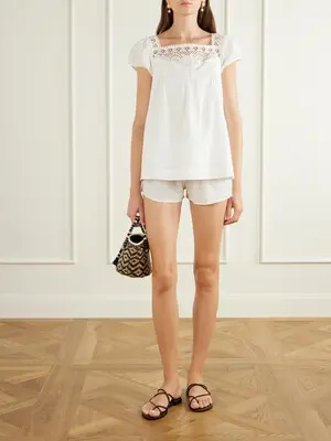 Posse Veda Broderie Anglaise Organic Cotton Top - White