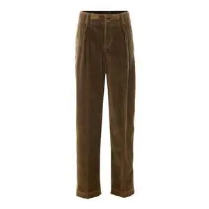 Etro Velvet Pants With Pegaso Buttons - Brown