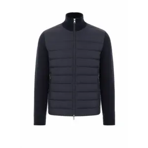 Moncler Quilted Logo Cardigan - Blue