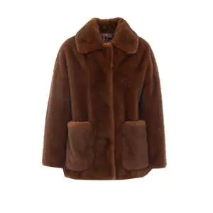 Herno Faux Fur Peacoat - Brown