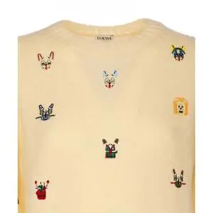 Loewe Embroidered Multicolor Effect Wool Sweater