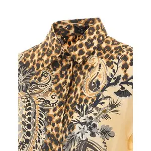 Etro Piazzata Leopard Printed Silk Shirt