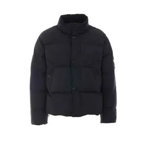 Stone Island Logo Garment Dyed Crinkle Reps Down Jacket - Black