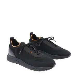 Santoni Fabric Lace-up Sneakers With Contrast Piping