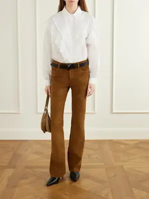 FRAME Rodeo Suede Flared Pants - Brown