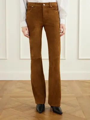 FRAME Rodeo Suede Flared Pants - Brown