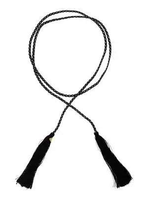 FORTE_FORTE Embellished Crystal Tassel Belt - Black
