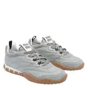 Miu Miu Fabric And Calf Leather Low Top Sneakers