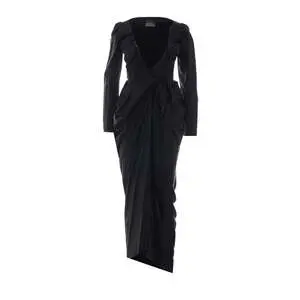 VIVIENNE WESTWOOD Draped V-neck Long-sleeve Belted Dress - Black