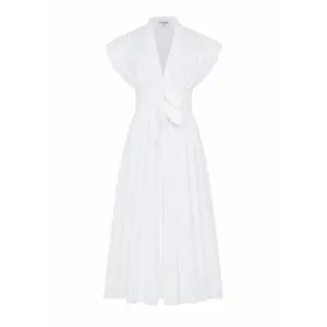 Alaïa Belted V-neck Dress - White