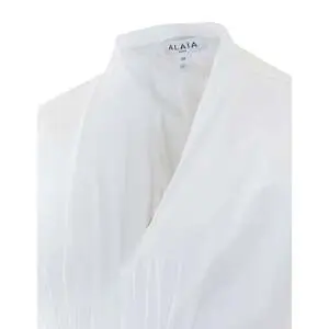 Alaïa Belted V-neck Dress - White