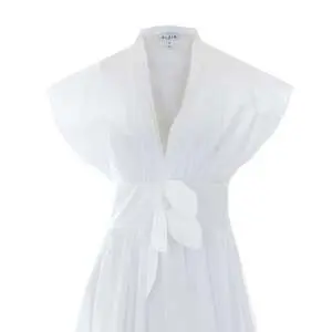 Alaïa Belted V-neck Dress - White