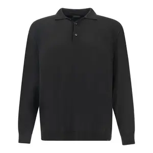 Paul & Shark Polo Shirt In 140's Superfine Merino Wool - Black