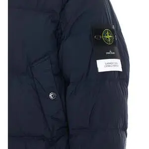 Stone Island Logo Garment Dyed Crinkle Reps Down Jacket