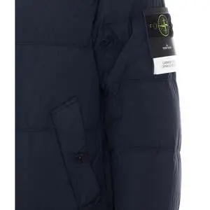 Stone Island Logo Garment Dyed Crinkle Reps Down Jacket